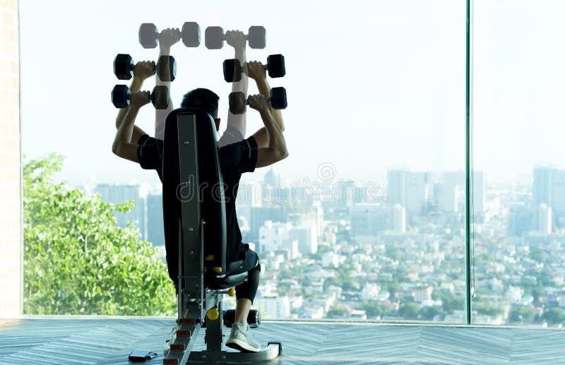 Conceptual Man Work Out with Dumbbells at the Gym Editorial Stock Image ...