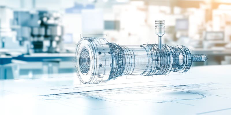 Conceptual Mechanical Engineering Drawing Featuring Gears with Detailed ...
