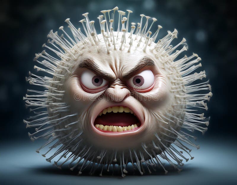 Bacteria with Angry Face, Representing the Microscopic Battle of ...