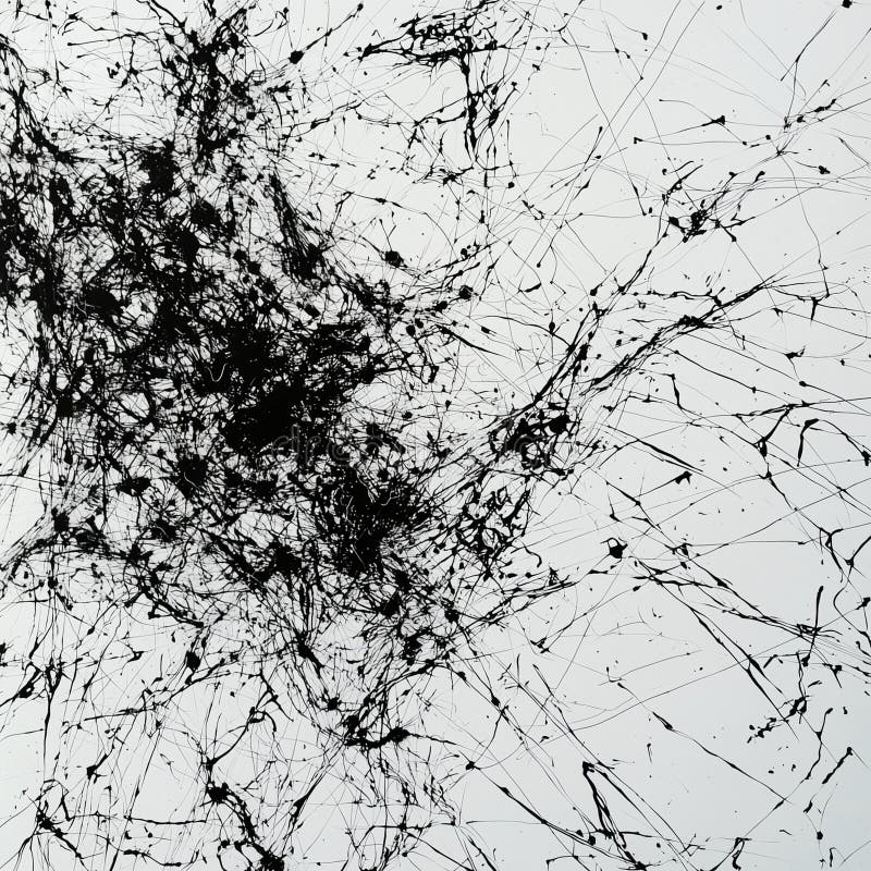 Abstract Black Ink Line Tangle in White Void Symbolizing Emotional ...