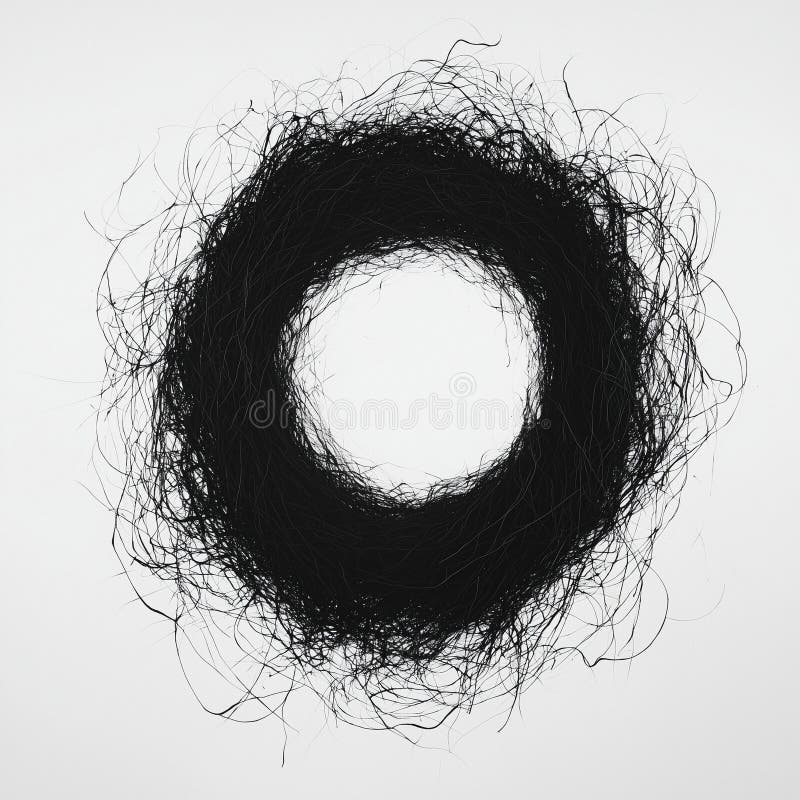 Abstract Black Ink Line Tangle in White Void Symbolizing Emotional ...