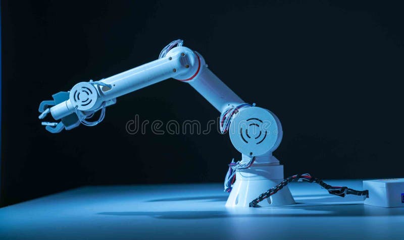Conceptual Model of an Industrial Robot on a Black Background Stock ...