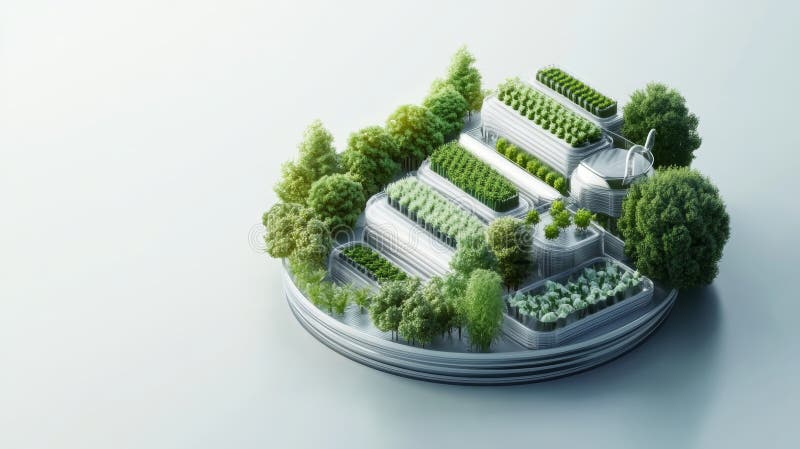 A Conceptual Model of a Modern Farm Showcasing Diverse Crops and Trees ...