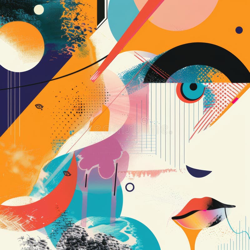 Conceptual Modern Background with Creative Digital Illustrations. Stock ...