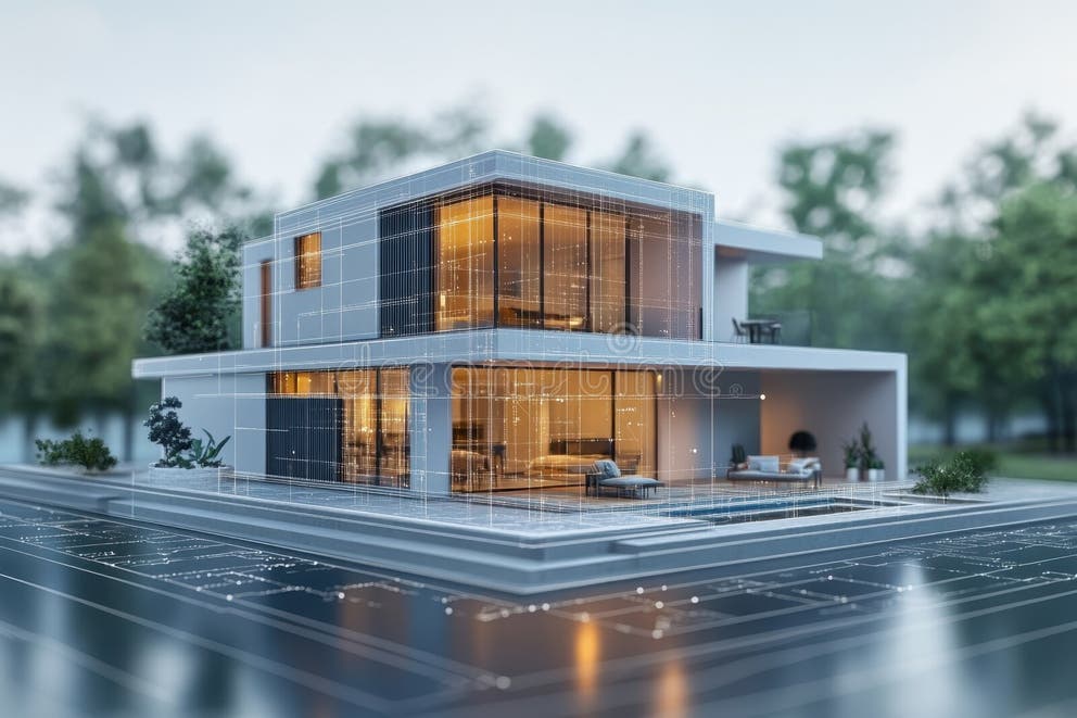 Modern Architectural Design Project Showcasing a Conceptual House in a ...