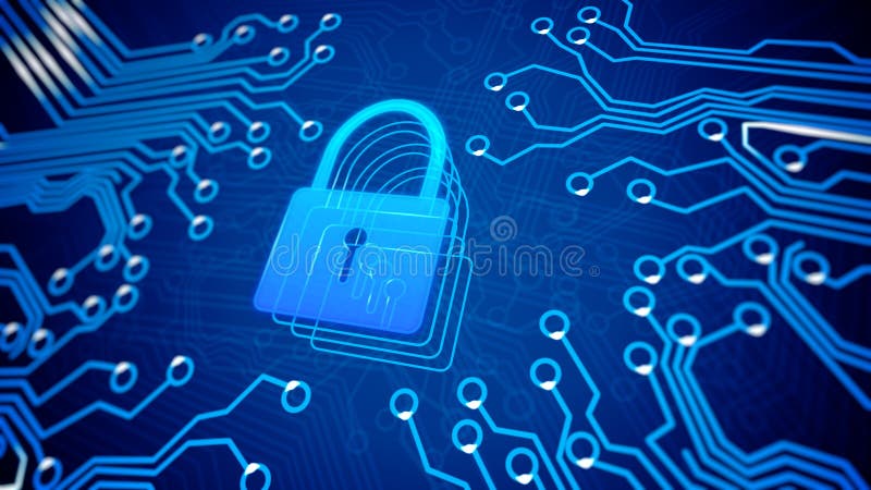 Conceptual of Mother Board with Lock. Stock Illustration - Illustration ...