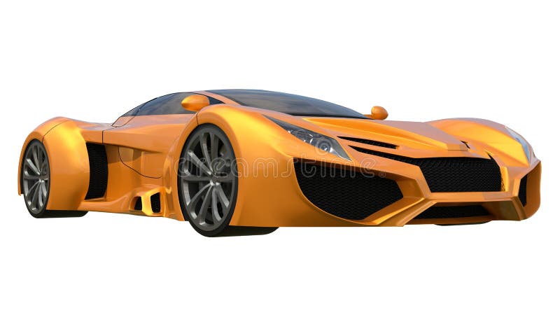 Conceptual Orange Racing Cars. 3d Illustration. Stock Illustration ...