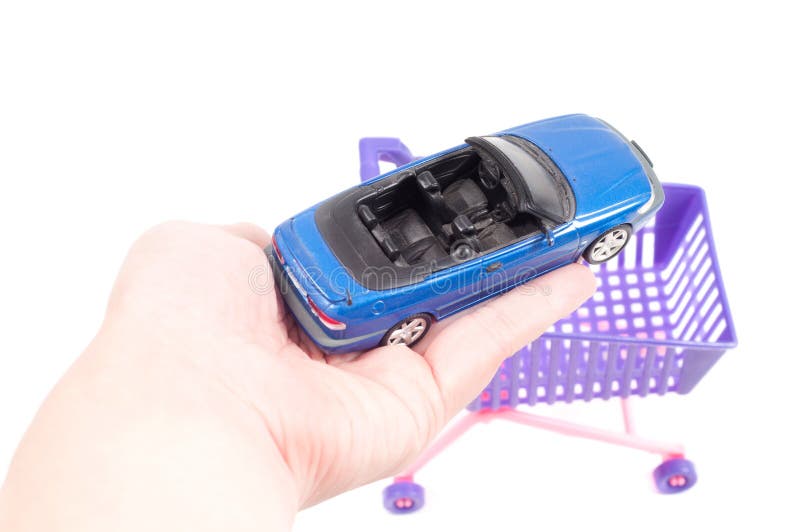 Conceptual Photo with Car and Shopping-cart Stock Photo - Image of ...