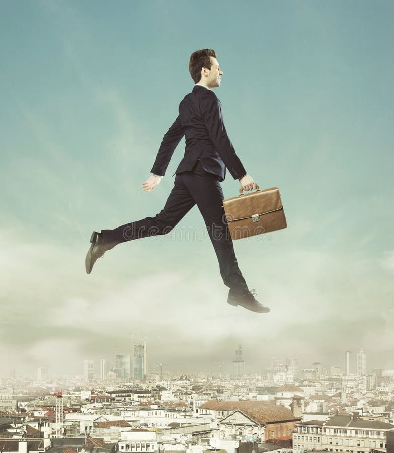 Conceptual Photo of Flying Businessman Stock Image - Image of copy ...
