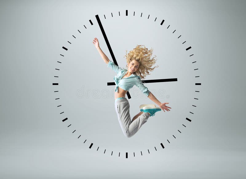 Conceptual Photo of a Human Clock Stock Photo - Image of girl, jump ...
