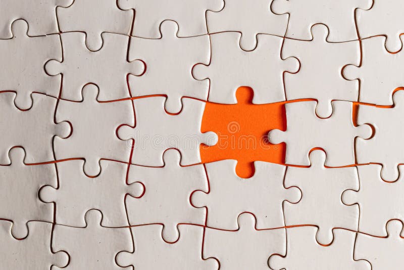 Conceptual Photo of a Puzzle, Missing Piece, on an Orange Background ...