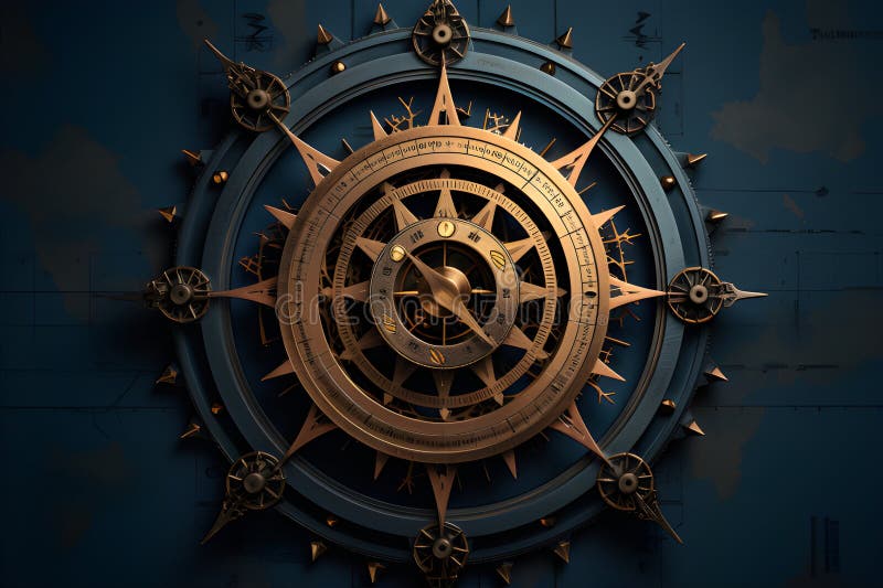 Conceptual Photograph Features Cogs Arranged in the Shape of a Compass ...