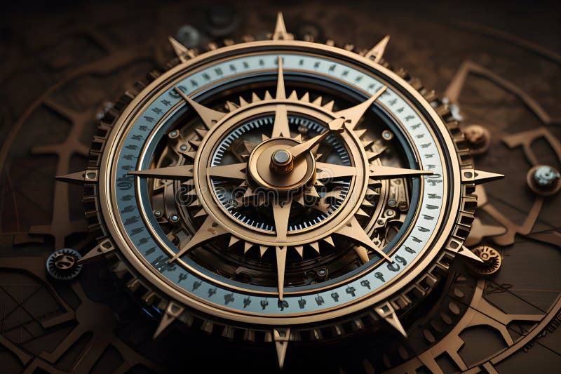 Conceptual Photograph Features Cogs Arranged in the Shape of a Compass ...