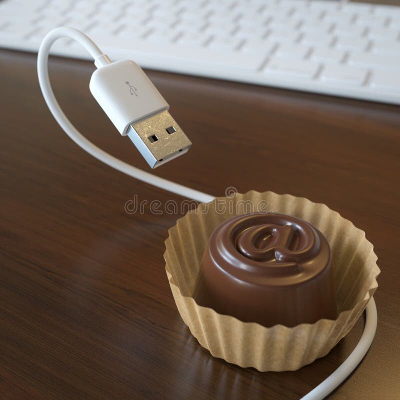 Conceptual Picture with Candy and USB Cable Stock Illustration ...