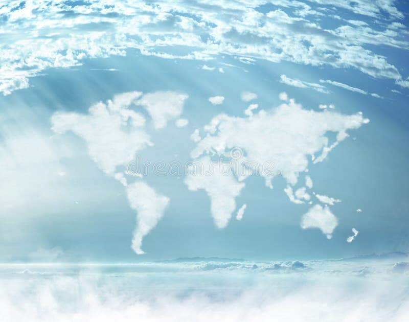 Conceptual Picture of Dense Clouds in the Worldwide Shape Stock Image ...