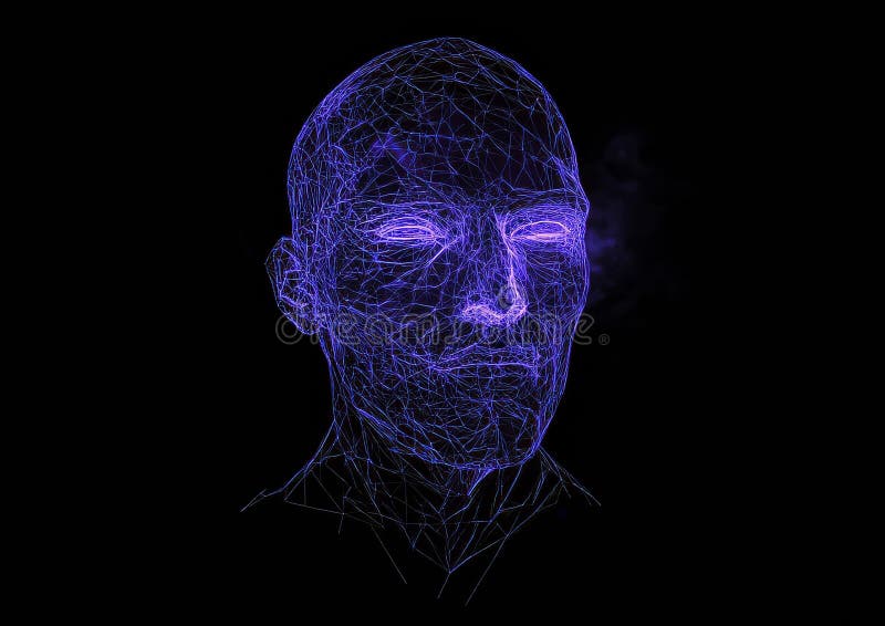 Conceptual Polygonal Human Face Profile in an Abstract Modern 3D ...