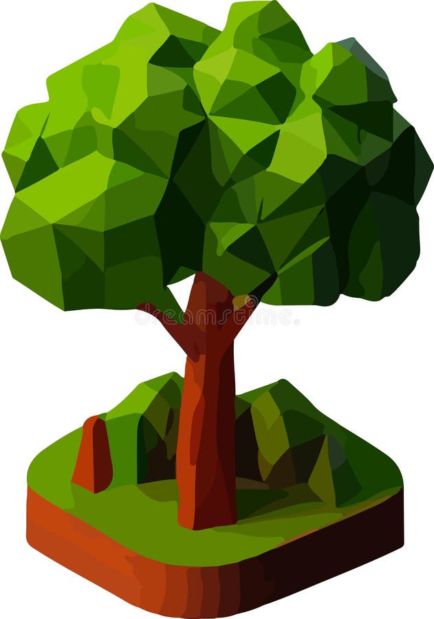 Conceptual Polygonal Tree. Abstract Vector Illustration, Low Poly Style ...