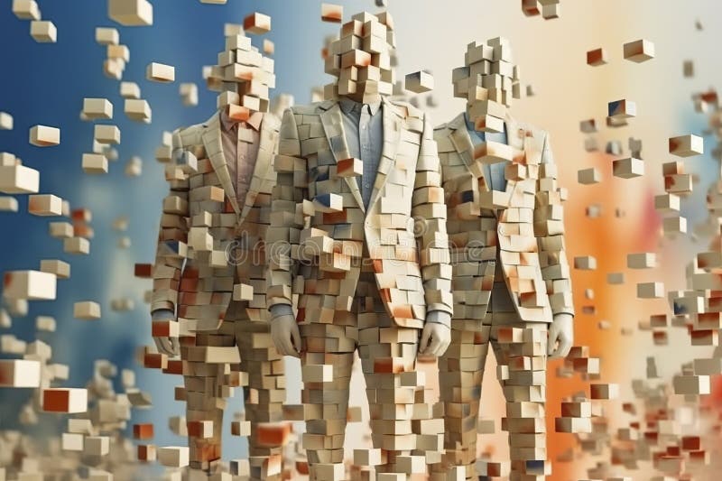 Conceptual Portrait , Human Face is Decomposed into Colorful Pixels. Ai ...