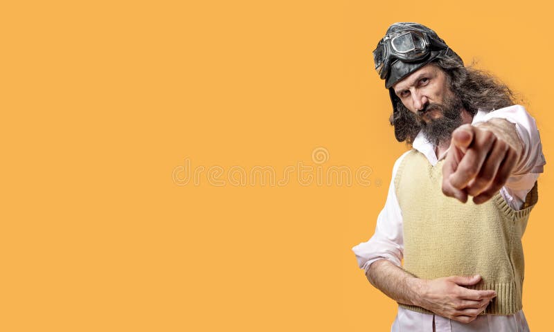 Conceptual Portrait of a Skinny Nerd As a Pilot Stock Image - Image of ...