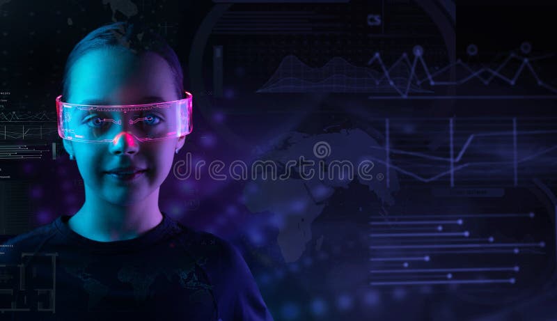 Conceptual Portrait of a Young Girl with a Futuristic Technology Stock ... Conceptual Portrait of a Young Girl with a Futuristic Technology Stock ...