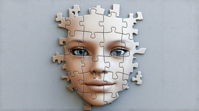 Conceptual Puzzle Face Illustration. Stock Image - Image of abstract ...
