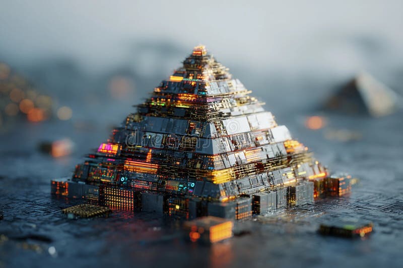Conceptual Pyramid Made of Intricate Electronic Elements Shining in ...