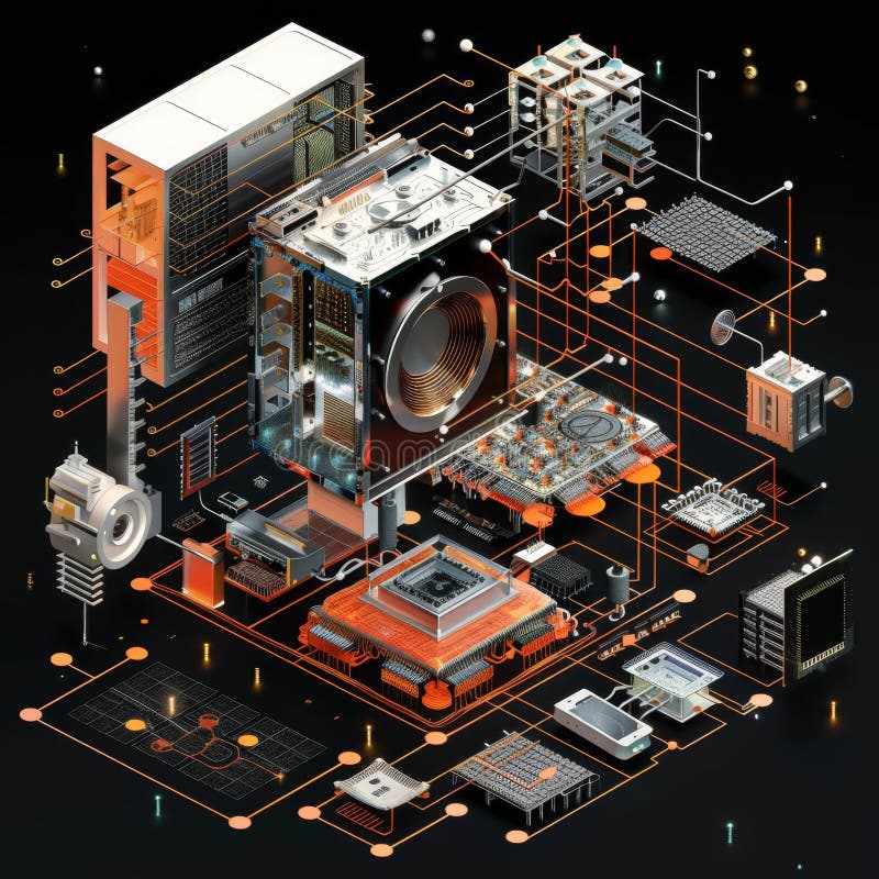 41 Conceptual Quantum Computing Technology Components 3D Illustration ...