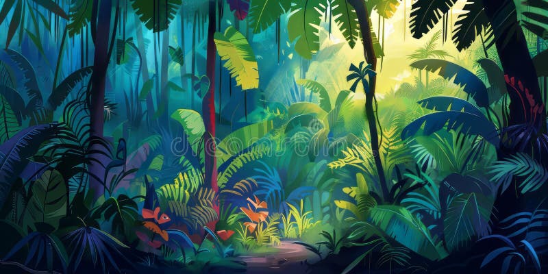 Conceptual Rainforest Design Illustration. Stock Illustration ...