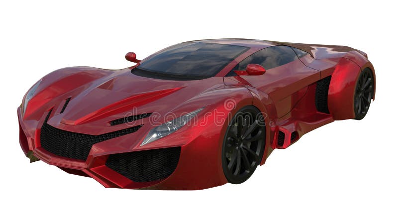 Conceptual Red Racing Cars. 3d Illustration. Stock Illustration ...