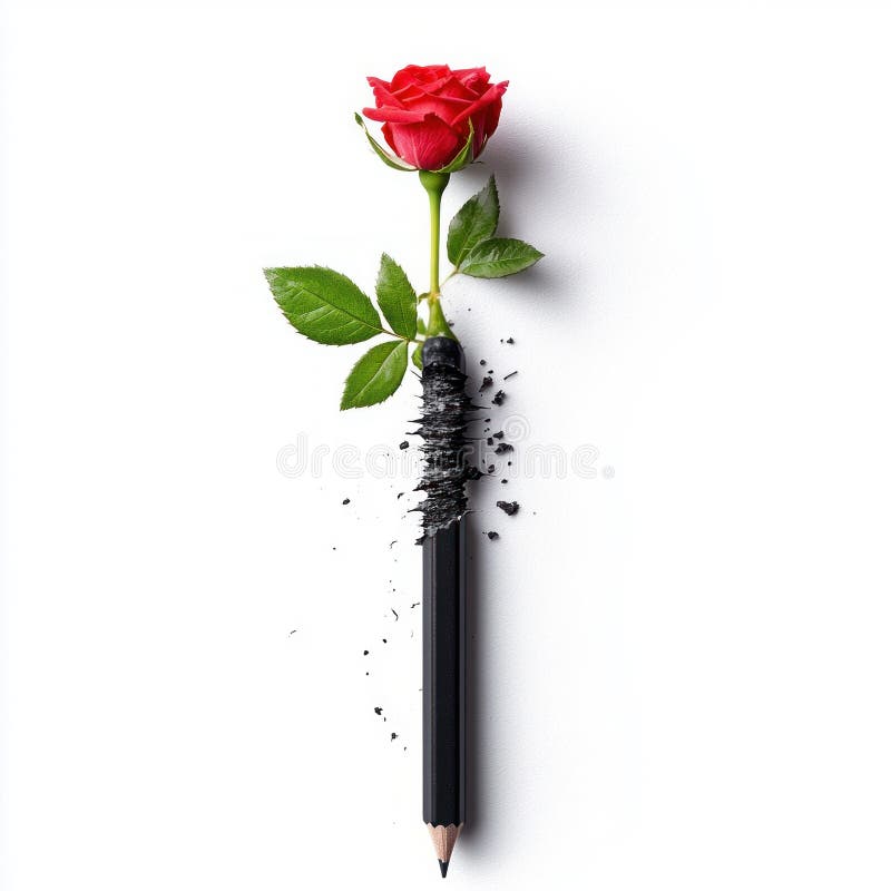 Conceptual Red Rose Bursting Forth, Creatively Emerging from a Broken ...