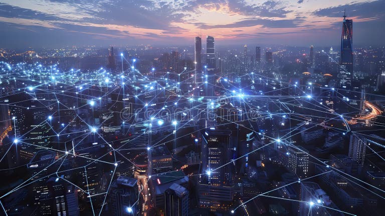 Conceptual Rendering of a Global AI Network Enabling Seamless Communication Stock Illustration ...