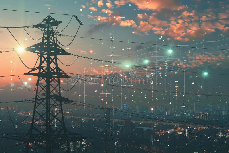 A Conceptual Rendering of a Smart Grid System Stock Illustration ...