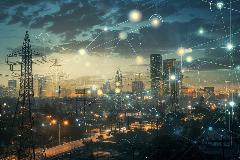 A Conceptual Rendering of a Smart Grid System Stock Illustration ...