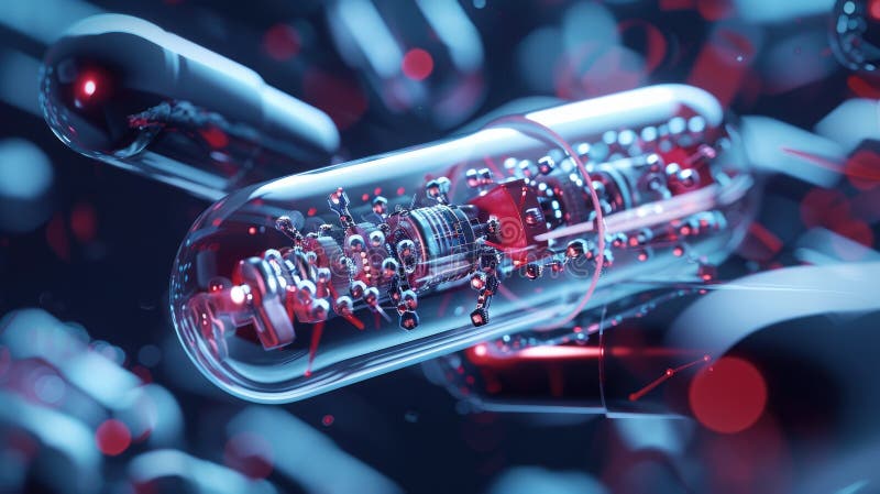 AI-Enhanced Pill Concept with Futuristic Technology Inside. Stock Image ...