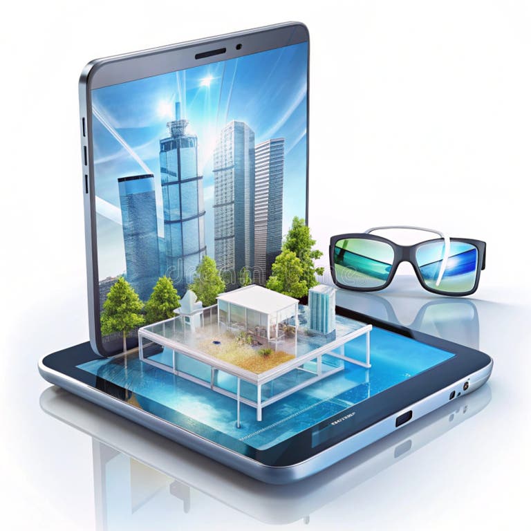 Augmented Reality Concept Isolated on White Background, Futuristic ...