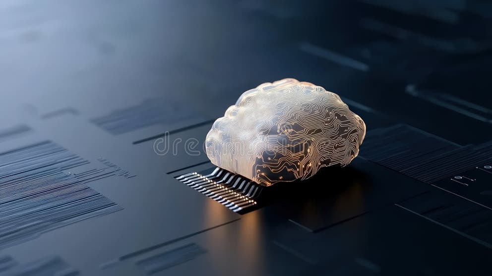 Conceptual Representation of a Brain on a Computer Chip Modern Tech ...