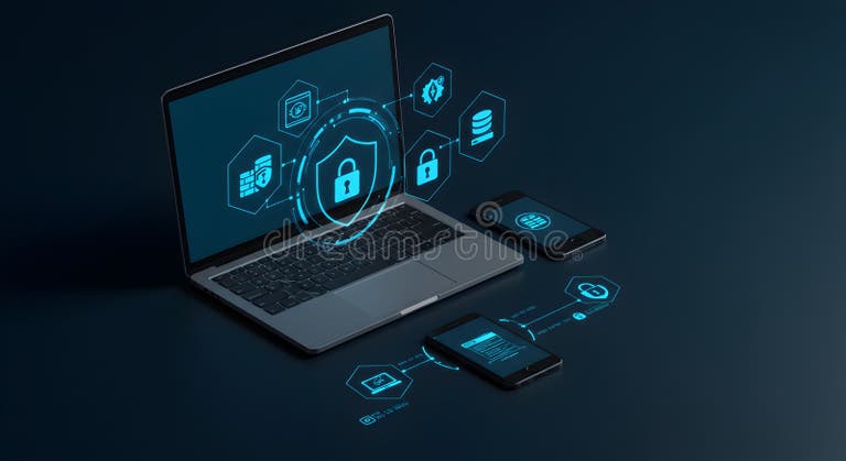 Conceptual Representation of Cybersecurity, Digital Device Protection ...