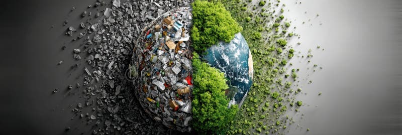 Conceptual Representation of Earth Divided between Waste and Nature ...