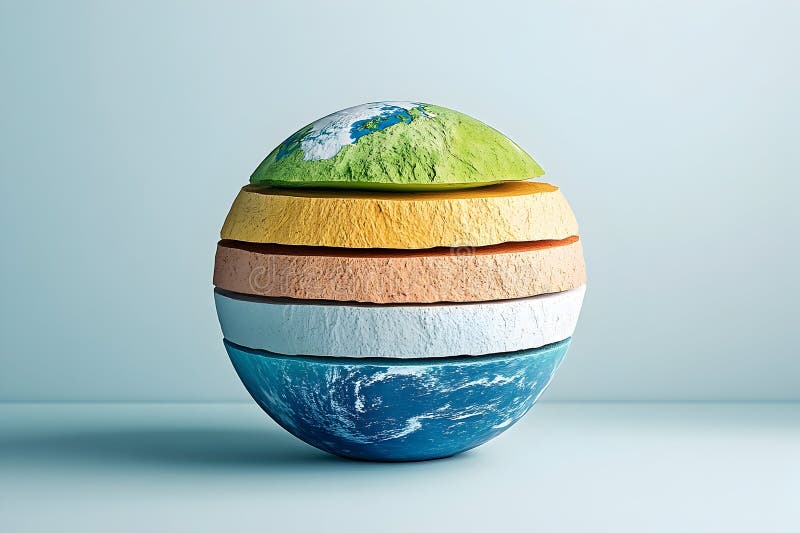 Layered Earth Model stock illustration. Illustration of spherical ...
