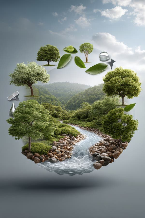 Conceptual Representation of Floating Green Tree in Air Signifying ...