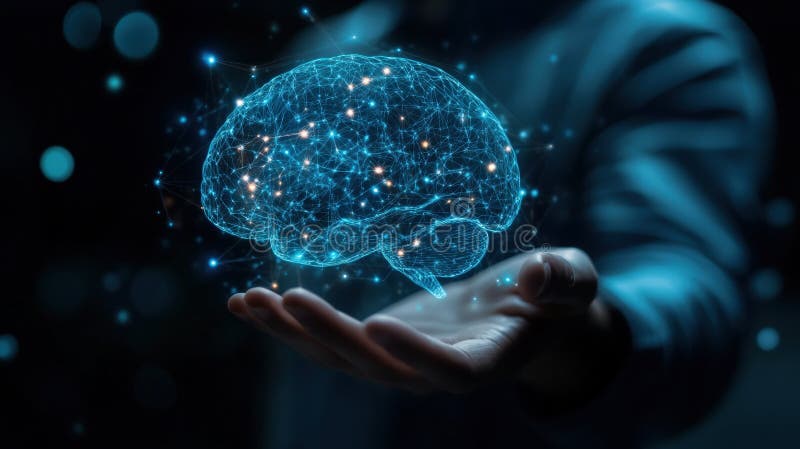 Conceptual Representation of Human Brain with Digital Connections Stock ...