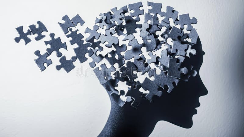 Conceptual Representation of a Human Head Made of Puzzle Pieces with ...