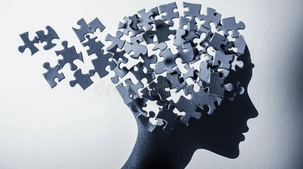 Conceptual Representation of a Human Head Made of Puzzle Pieces with Some Pieces Missing ...