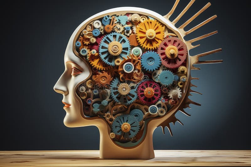 Conceptual Representation of Human Mind with Gears Stock Photo - Image ...