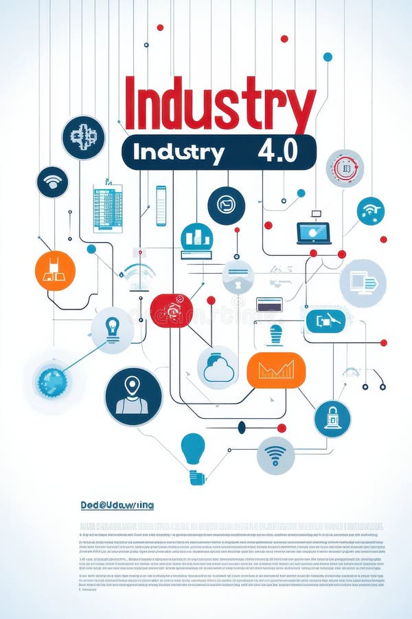 Illustration Depicting Industry 4.0 Technologies and Interconnected ...