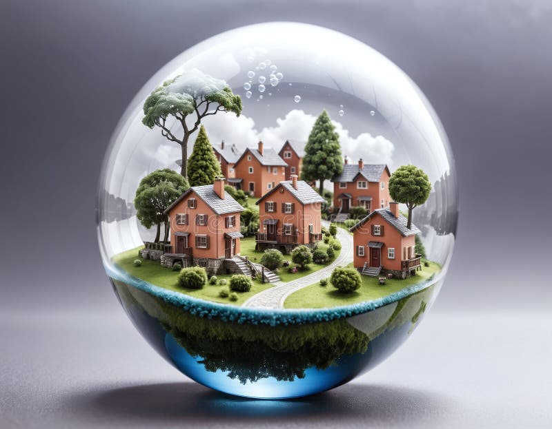 Conceptual Representation of a Small Village Wrapped in a Bubble ...