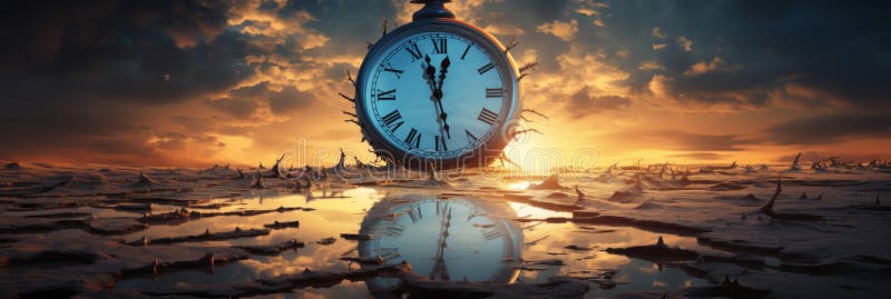 Conceptual Representation of Time with Giant Clock in Desolate ...