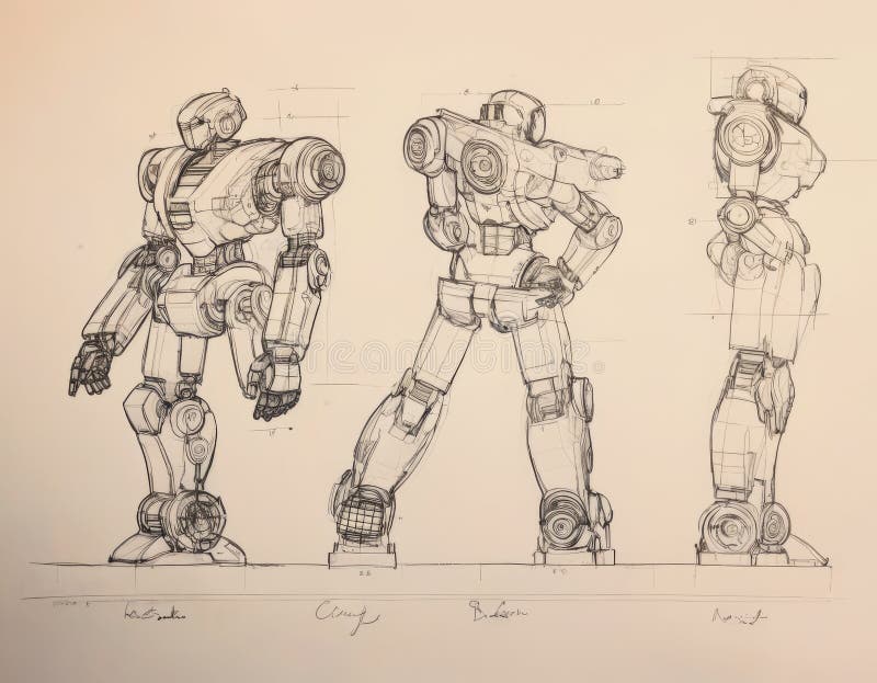 Conceptual Robot Design Sketches Stock Image - Image of visualize ...