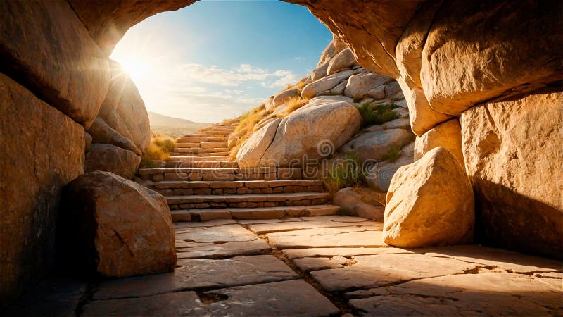 Conceptual Scene of the Resurrection of Jesus Showing the Empty Tomb ...