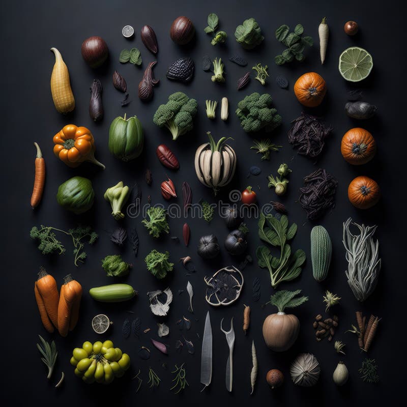 A Conceptual Set of Objects on a Dark Background. Stock Illustration ...